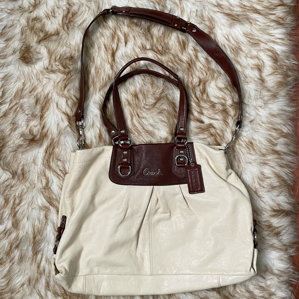 Coach 2 Tone Leather Satchel W/ Detachable Strap. - Gem